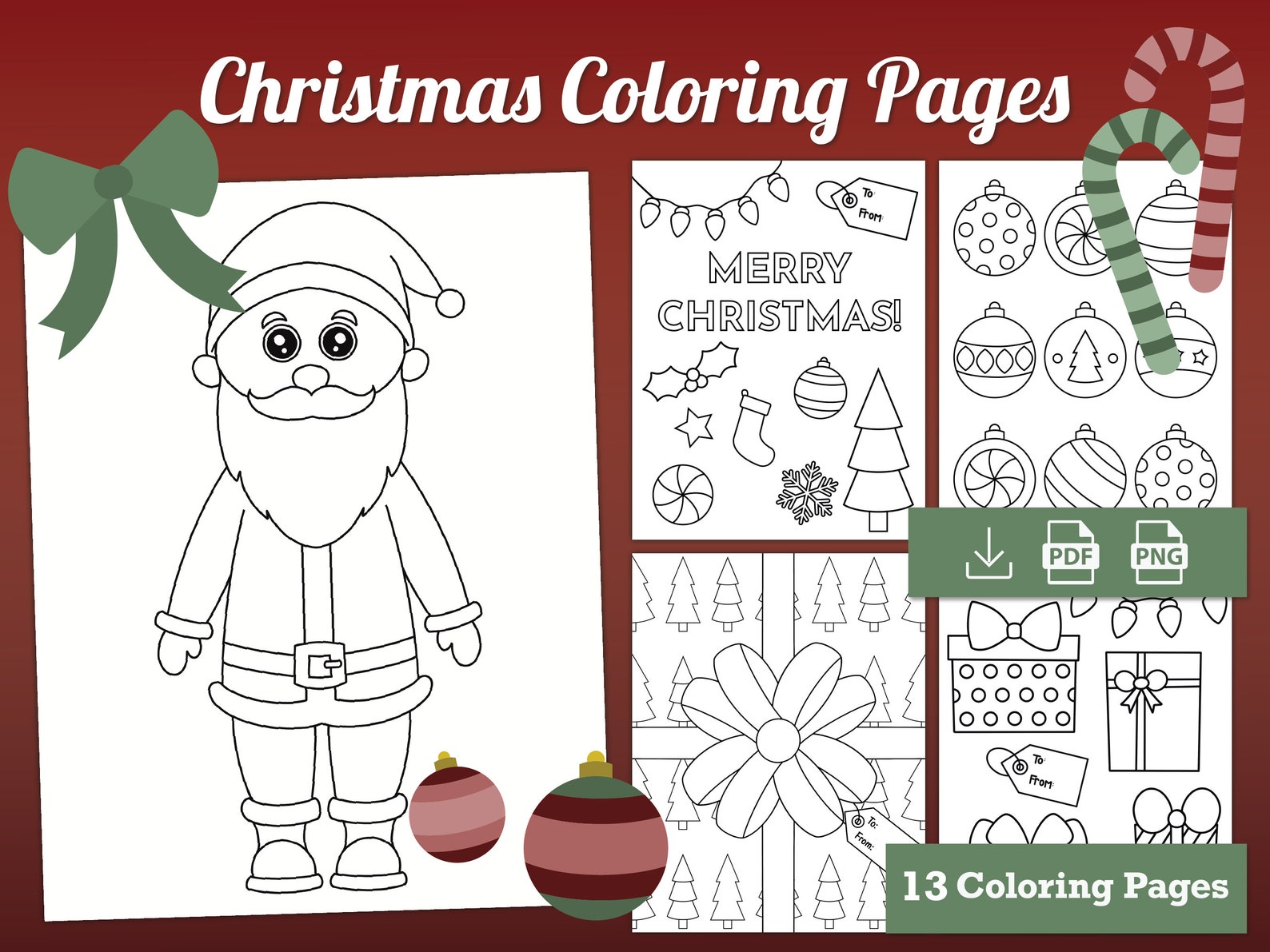 Christmas Coloring Pages for Kids and Adults. Digital Download, Winter ...