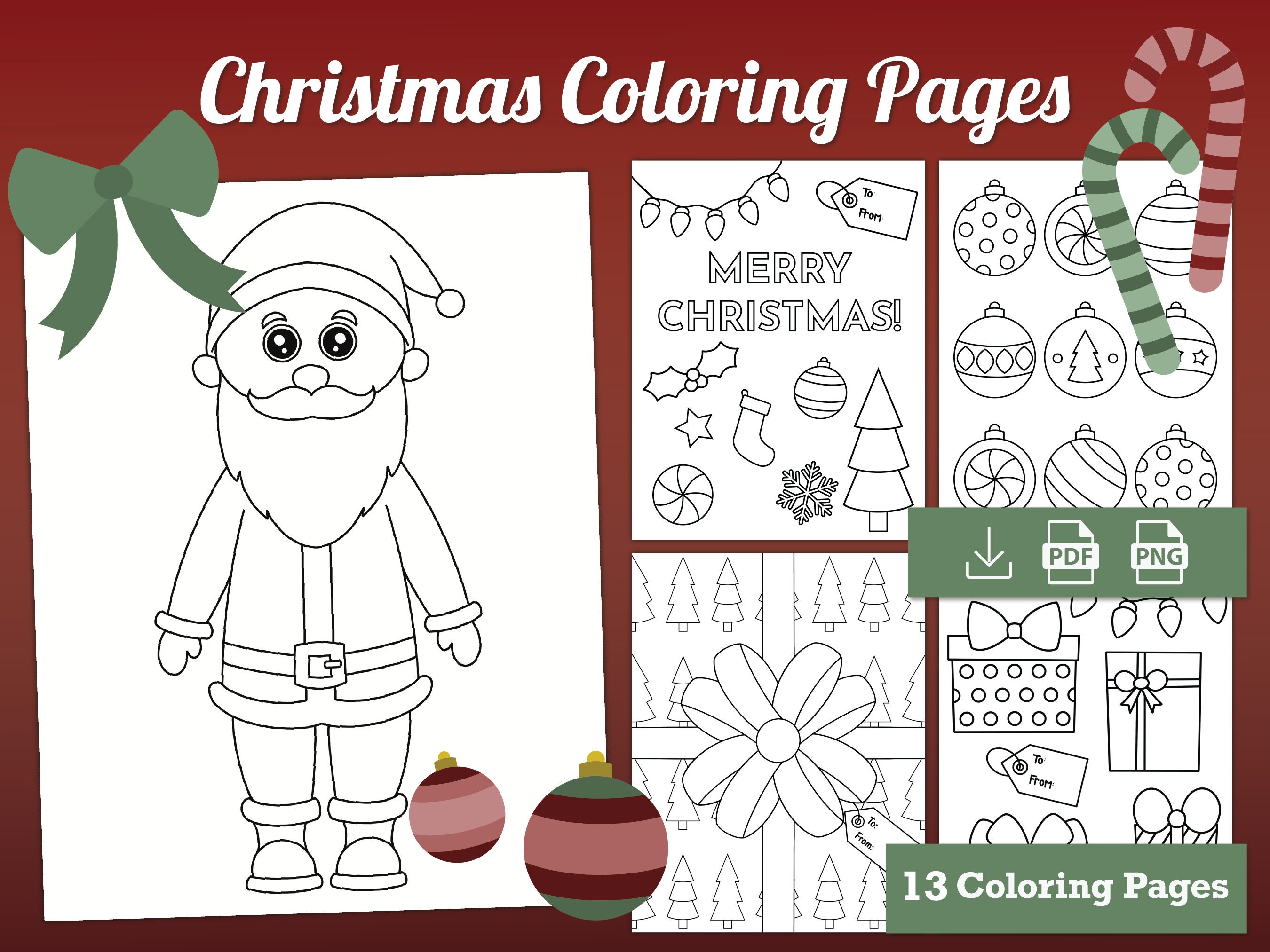 Christmas Coloring Pages for Kids and Adults. Digital Download, Winter ...