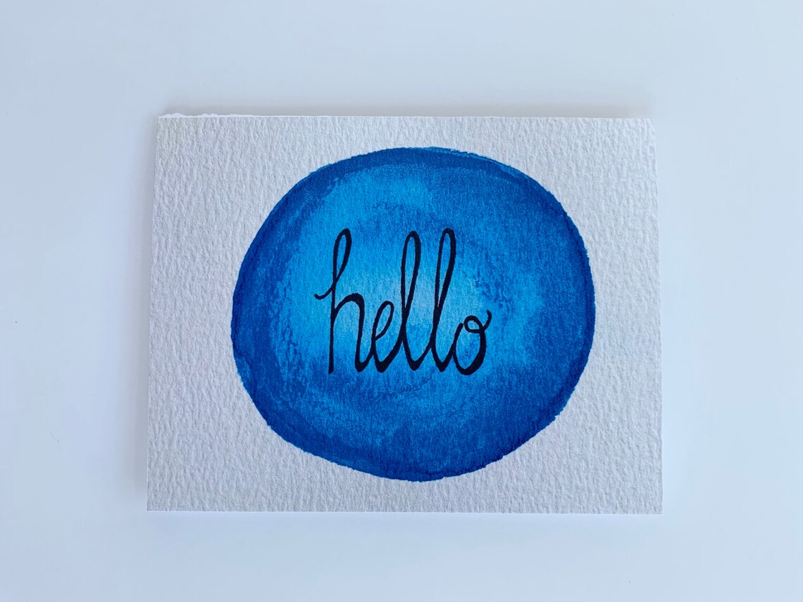 Hello Greeting Card Hello Dot Royal Blue Thinking of You - Etsy