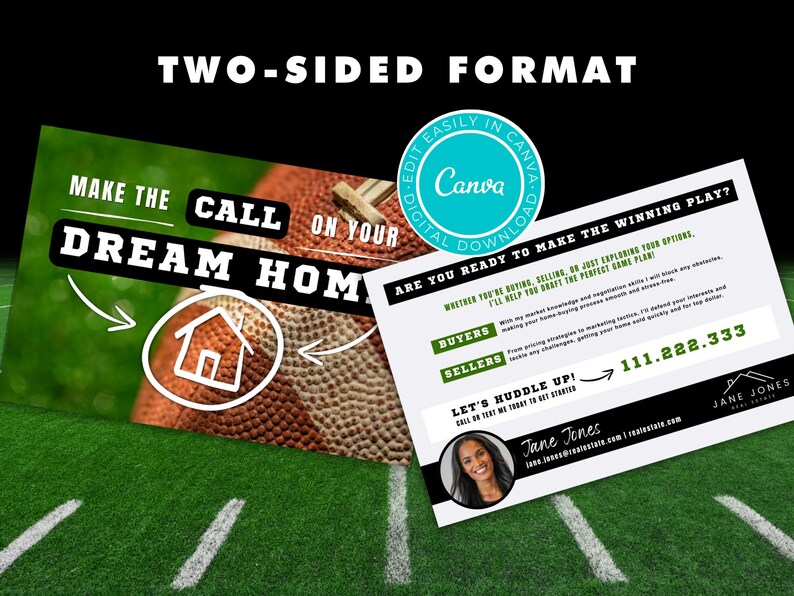 Real Estate Football Postcard: Realtor Marketing Template (digital ...