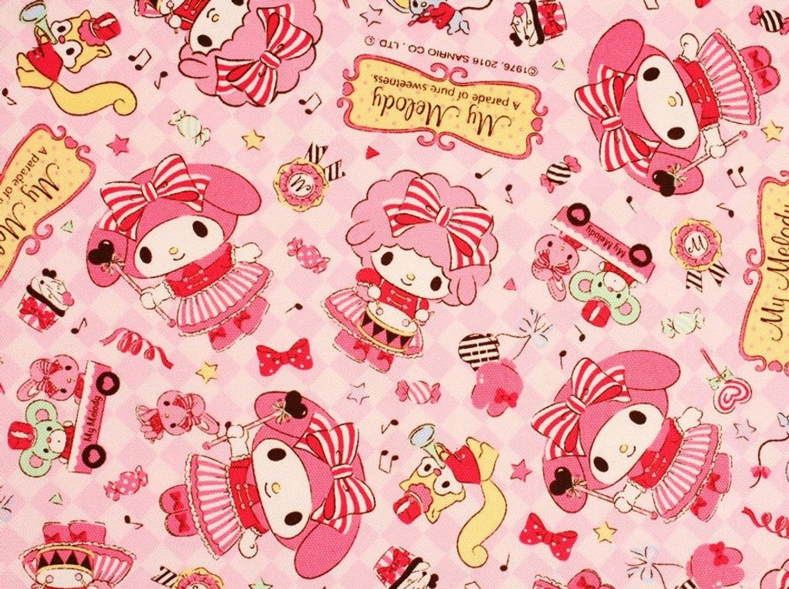 My Melody Character Printed Cotton Fabric By The Yard | Etsy