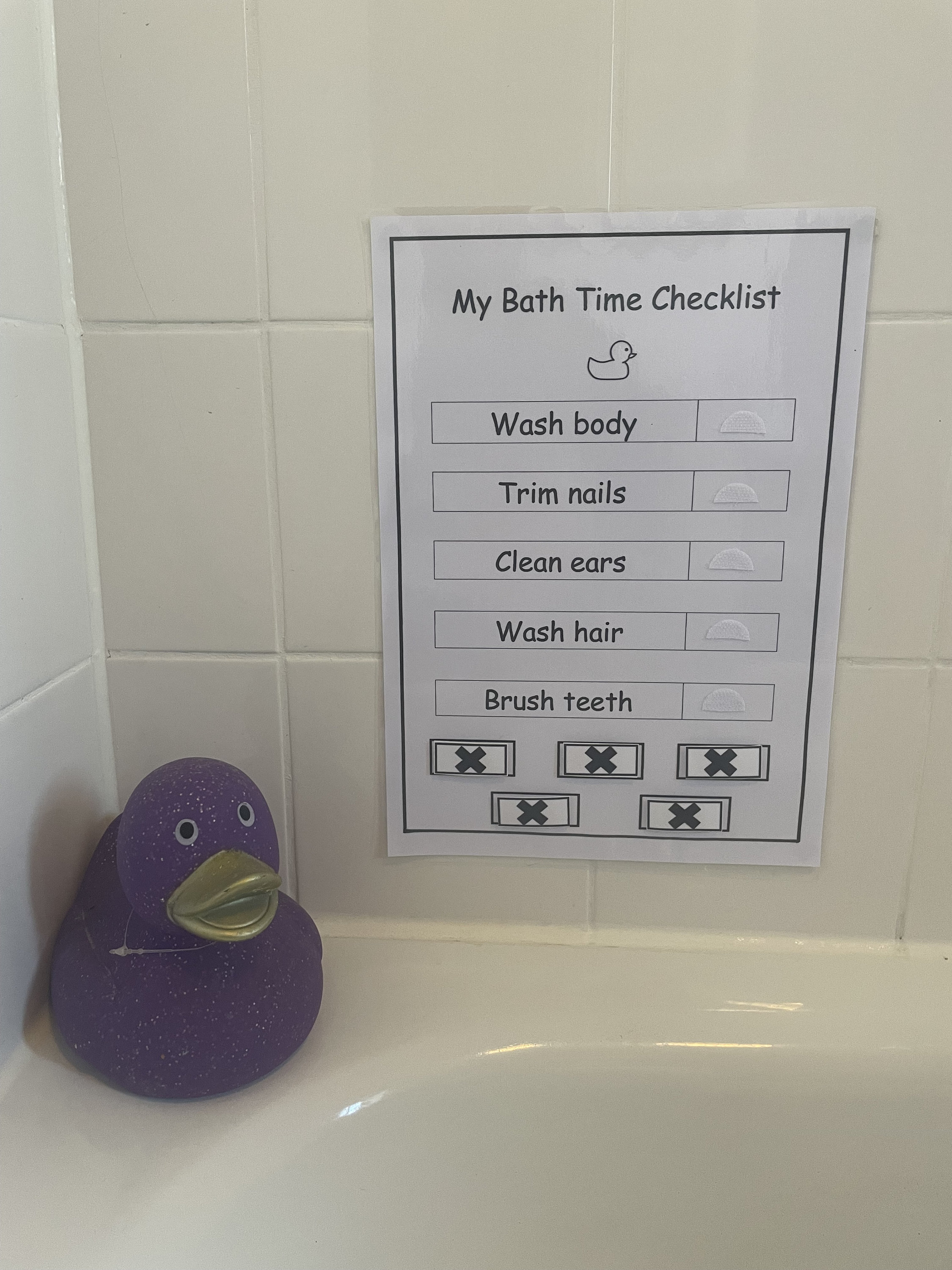 Bath Time Checklist With Velcro Pieces - ADHD/ASS/GDD - Etsy