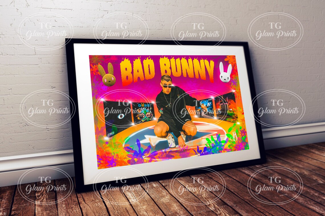 Bad Bunny Poster | Latin Trap Reggaeton Wall Art | Vibrant Album ...