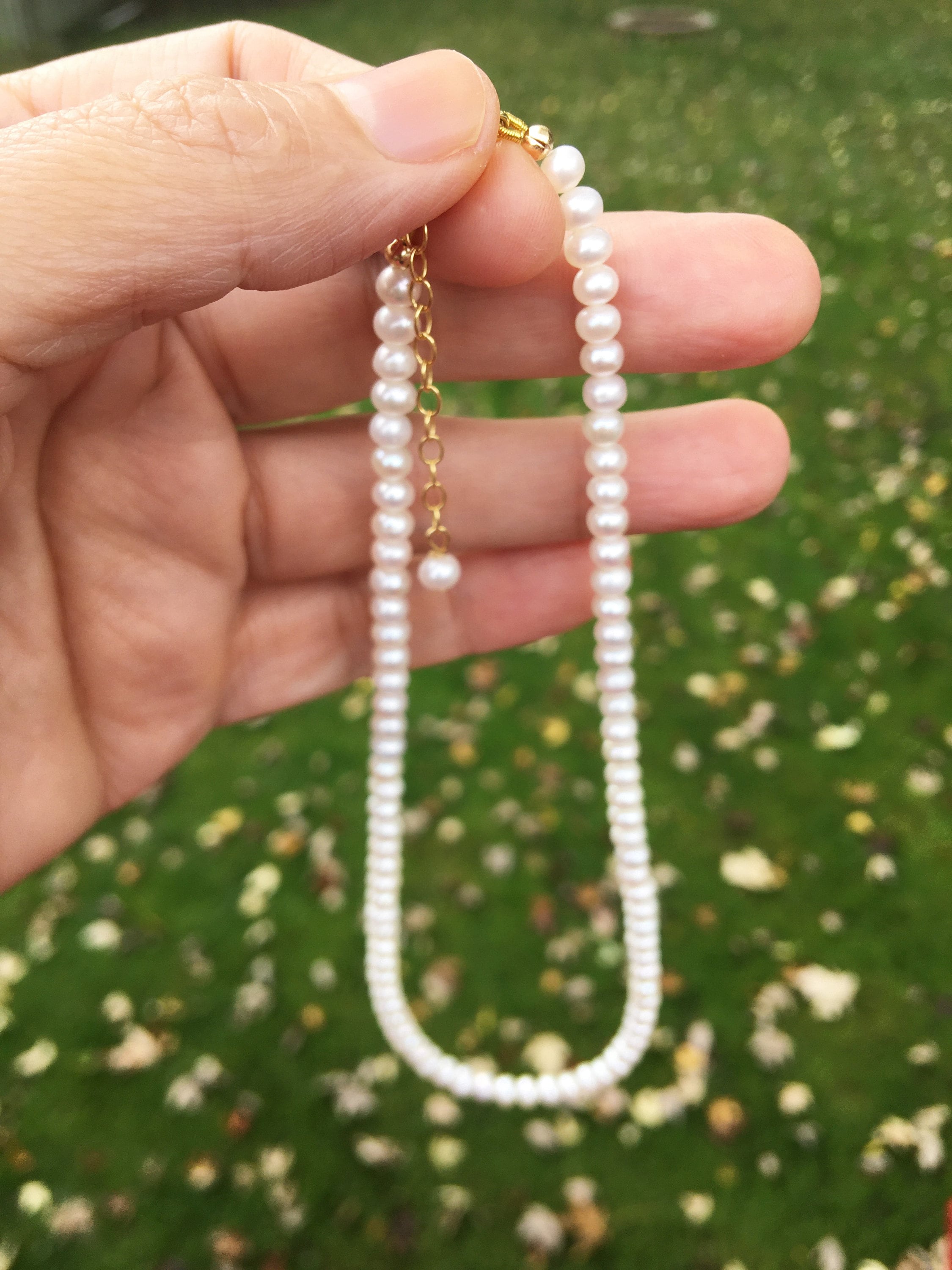 Freshwater Pearl Choker Necklace Dainty White Pearl Necklace Etsy