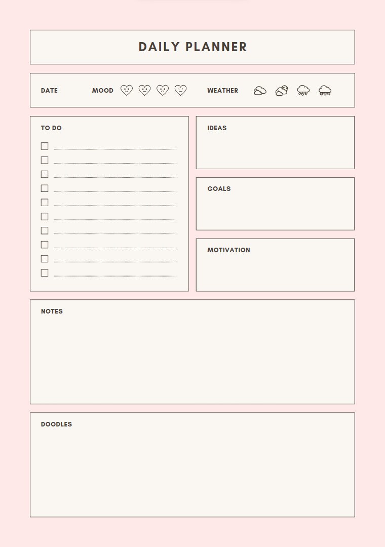 Daily Planner Printable Minimalistic - Etsy