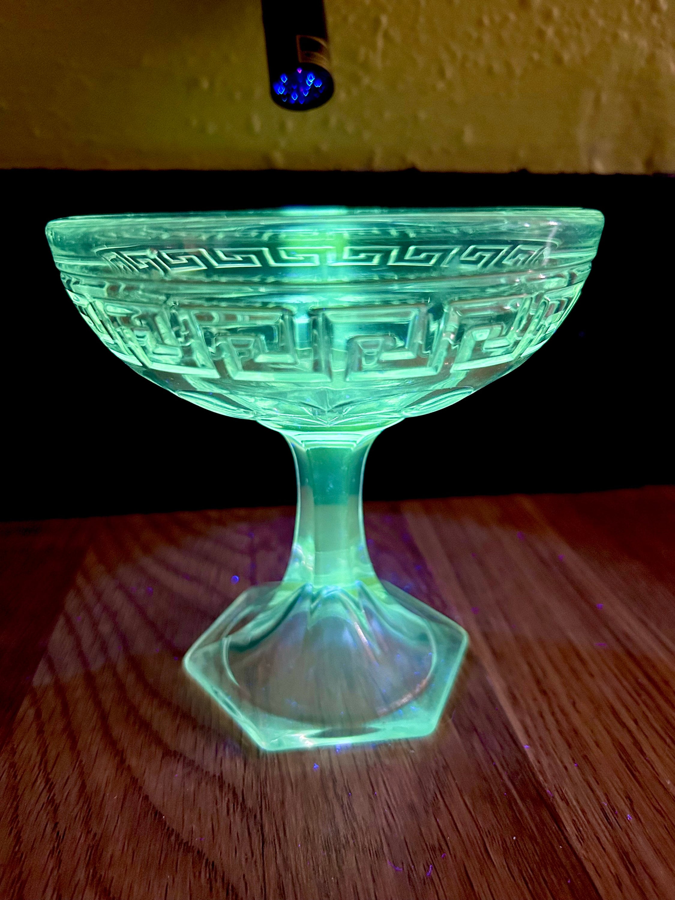 Glowing Flint Glass 1912 1938 Marked Heisey Greek Key Clear Footed ...