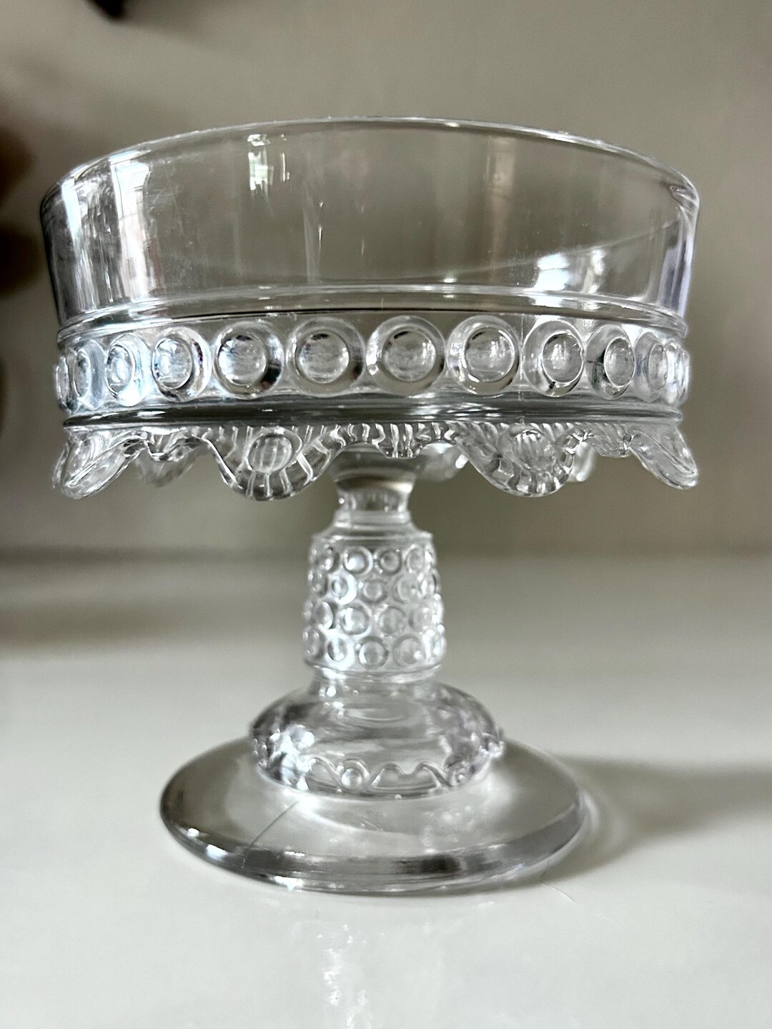 Antique EAPG Circa 1886 Ripley Glass Wyandotte Button Band Compote With ...
