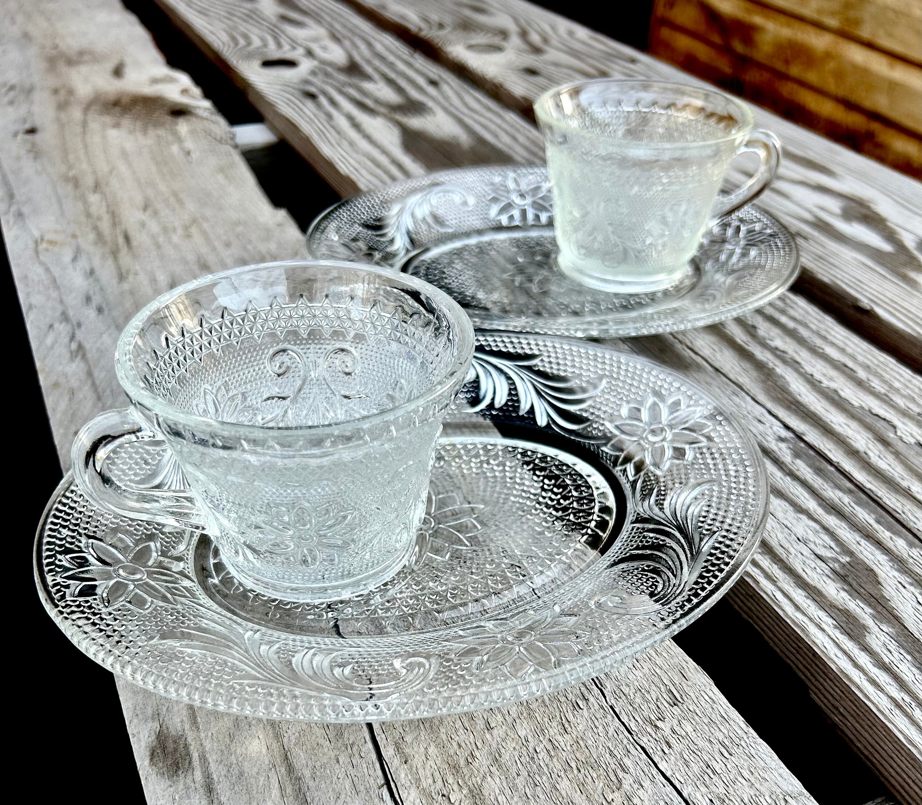 Indiana Glass Company Tiara Chantilly Sandwich Glass Clear Snack Plate ...