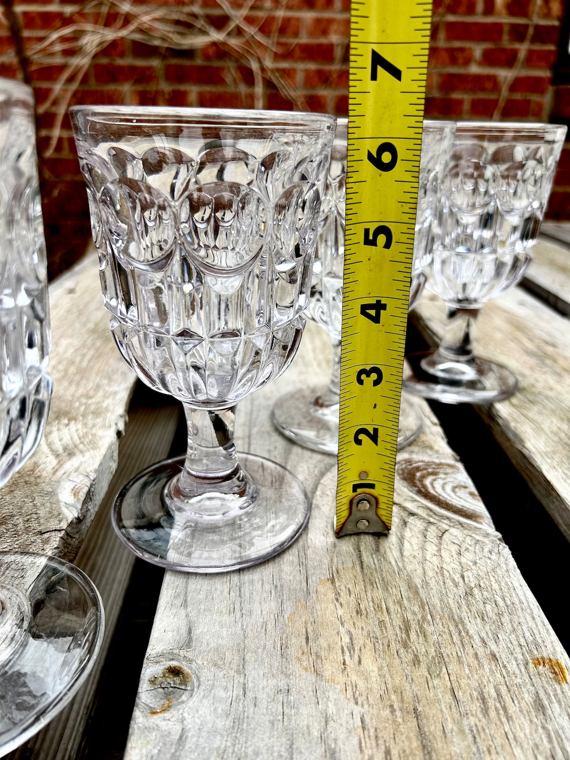 Set of 4 EAPG Glowing Flint Glass Bullseye and Broken Column Spill ...