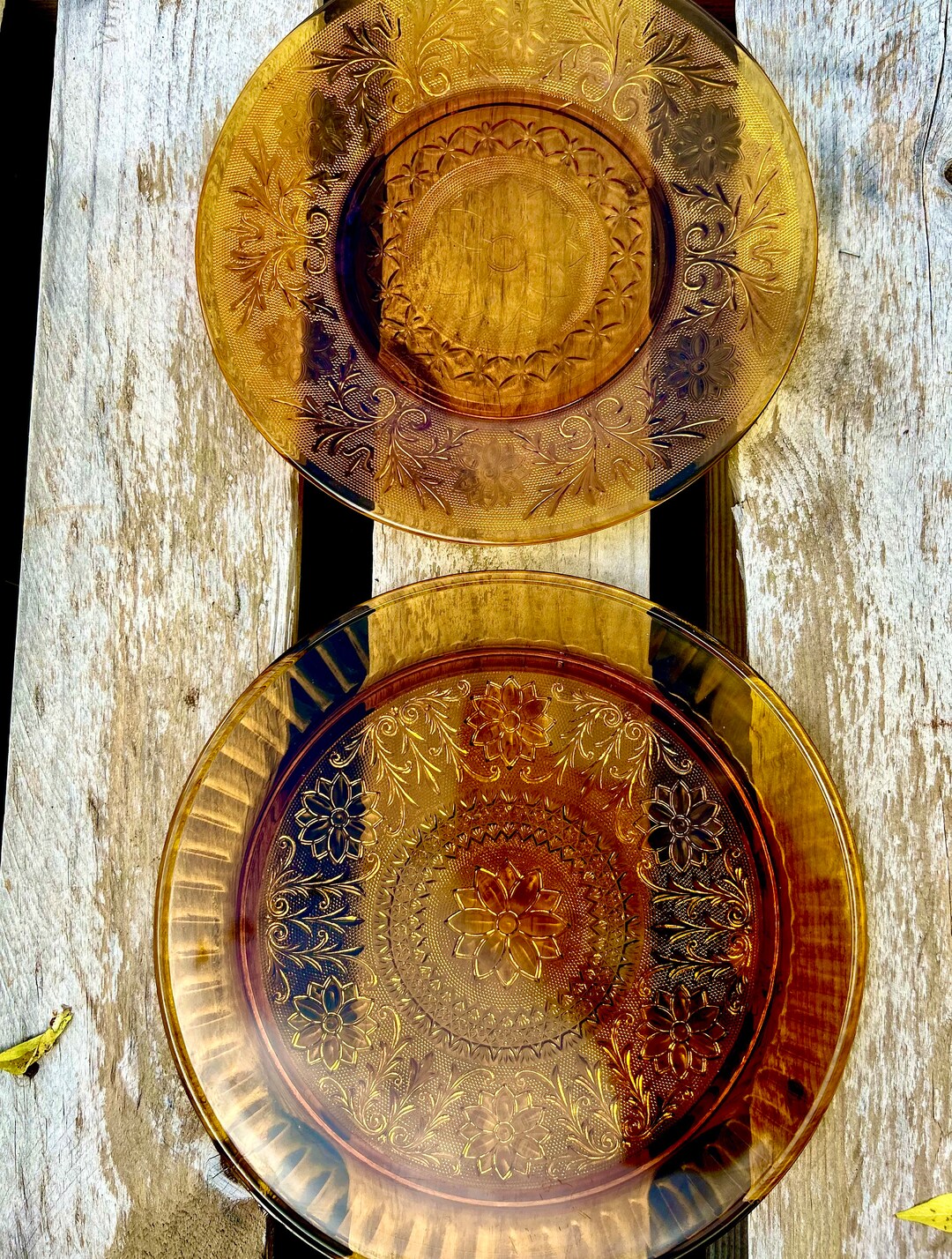 RARE PAIR Amber Tiara Glass 12in Serving Plate AND 13in Tiara Amber ...
