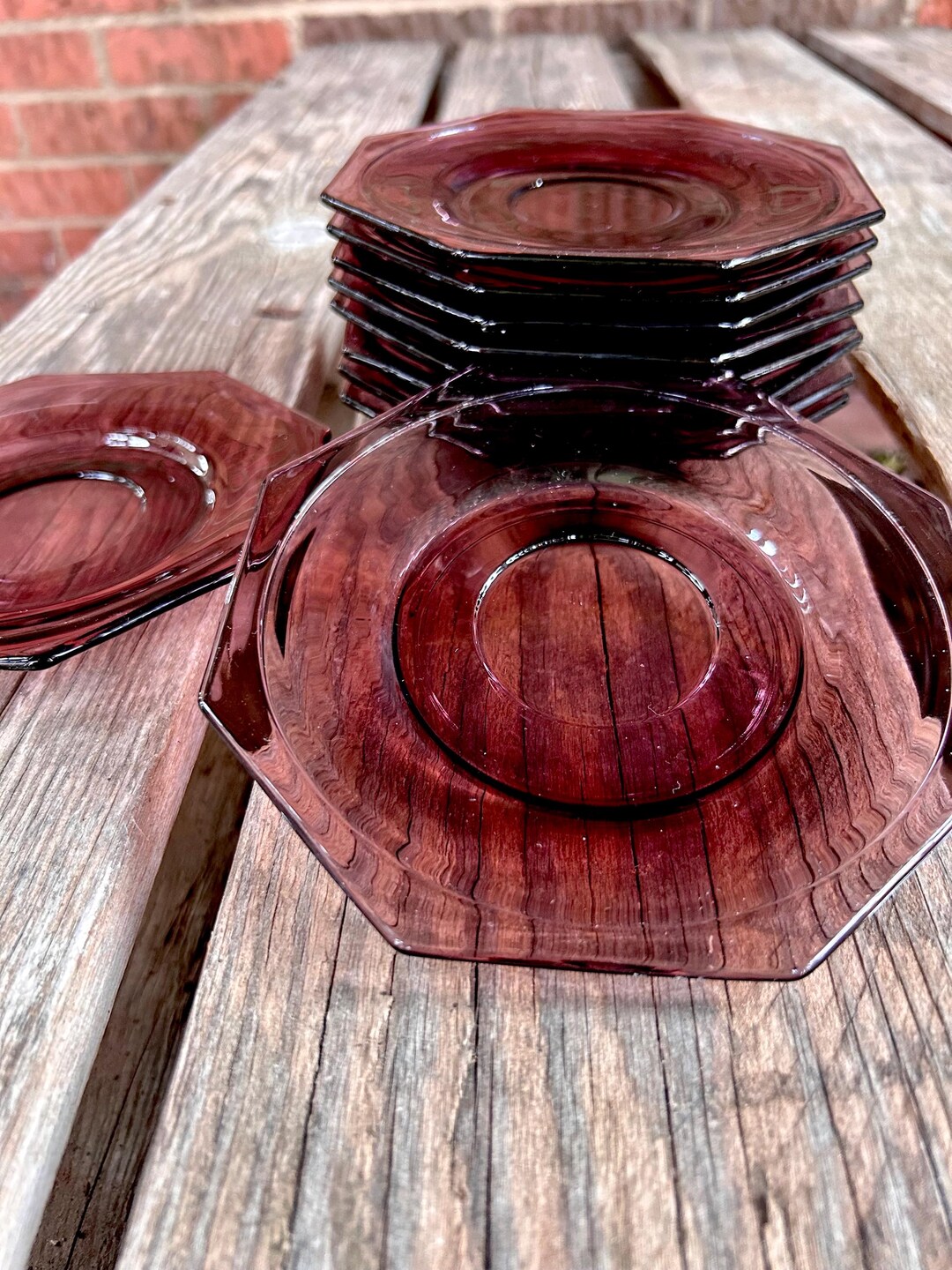 1940-60s Moroccan Amethyst by Hazel Atlas Saucer Set of 10, Purple ...