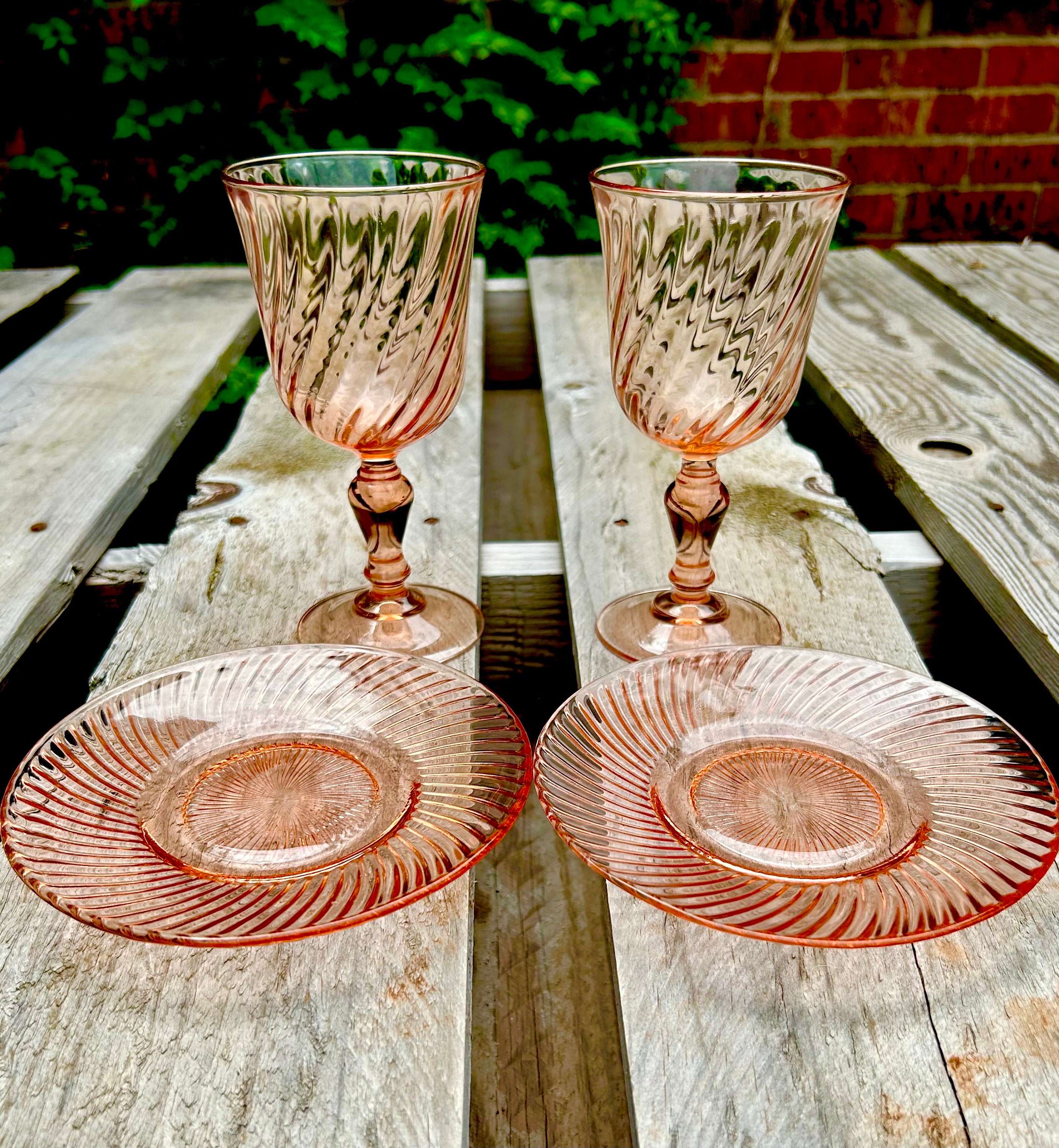 Rosaline Luminarc Arcoroc, Optic Pink Swirl Wine/water Glasses and ...