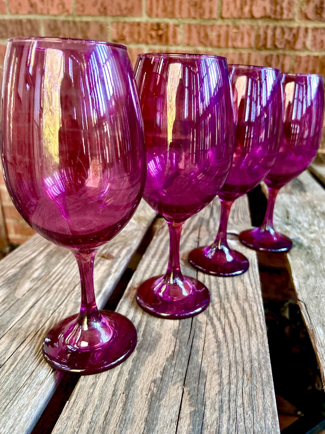 Vintage Oversized Purple Wine Glasses Set of 4, Amethyst Large Bowl Stemware - Etsy