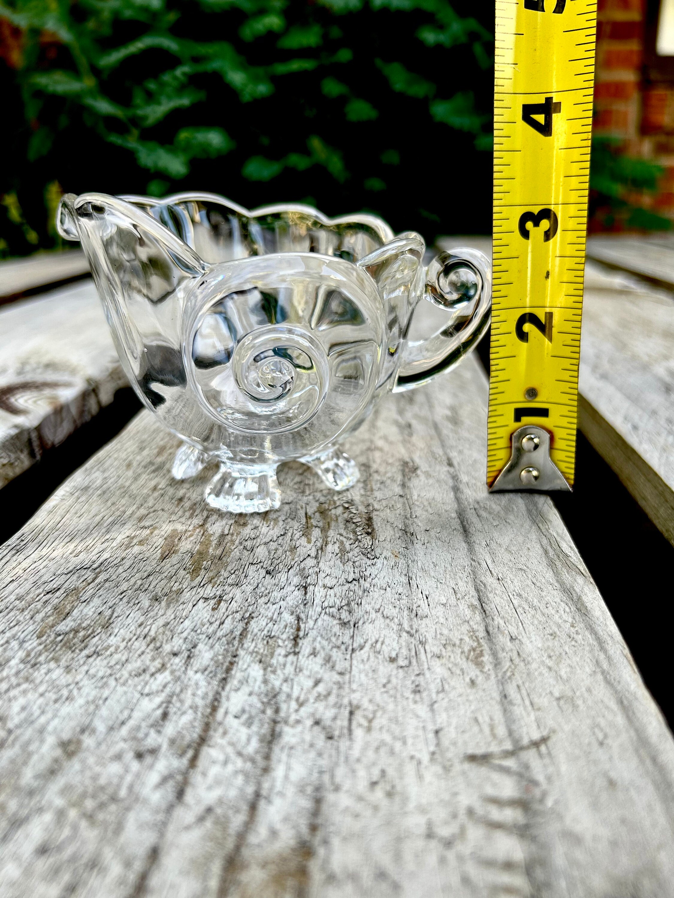 Glowing Flint Glass Cambridge Nautilus Footed Creamer and Open Sugar ...
