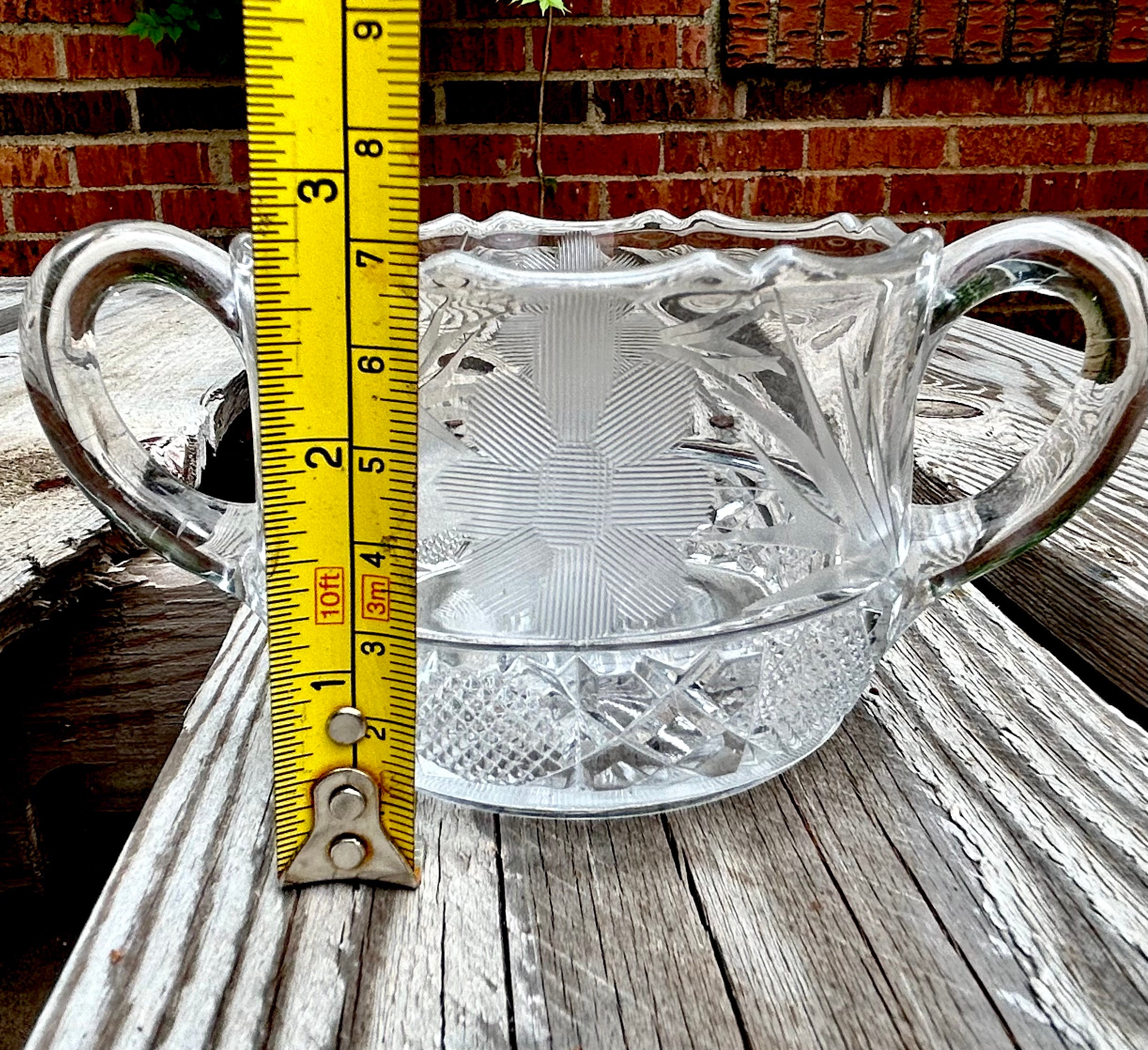 Mckee Innovation Style Etched and Cut Daisy and Button Open Glass Creamer and Sugar Set - Etsy