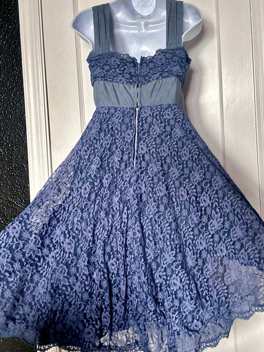 True Vintage 1950s Navy, Purple and Slate Grey Smart Miss Lace Party ...