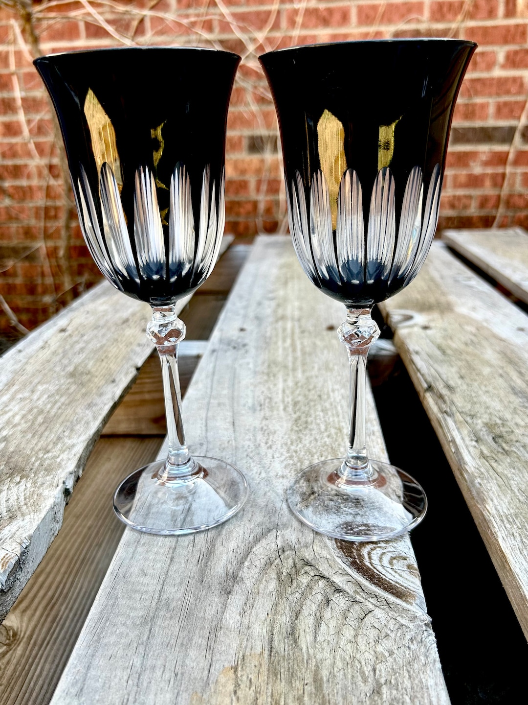 Gioielli Da Tavola Le Stelle Black Diamond Cut Crystal Goblets/wine ...