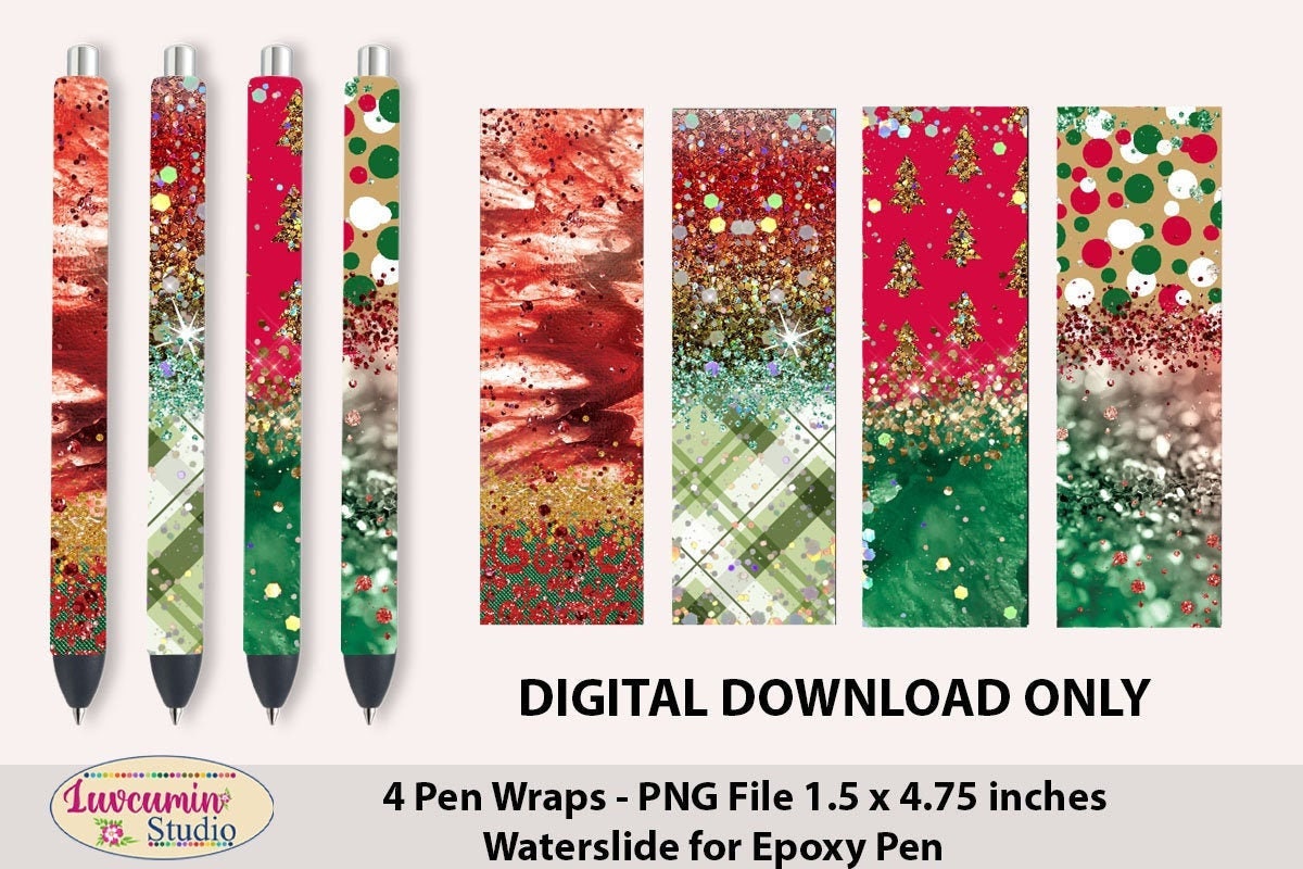 Pen Wraps Christmas Template, Distress Plaid glitter Design, involucro ...