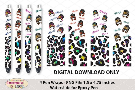Pen Wraps Leopard Mom Life Pattern Design Waterslide Epoxy | Etsy