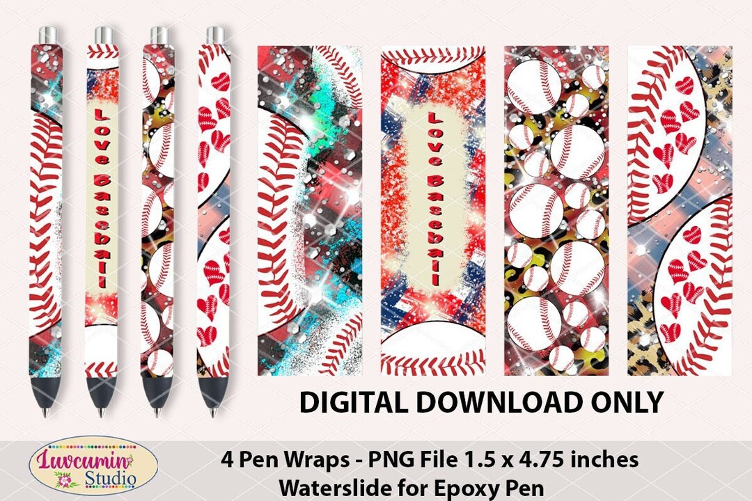 Pen Wraps Love Baseball Plaid Leopard Patterns Design, Waterslide Epoxy ...