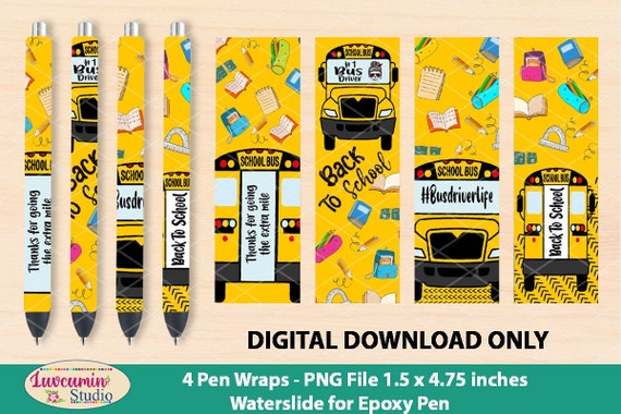 4 Pen Wraps School Bus Back to School No 1 Bus Driver Design - Etsy