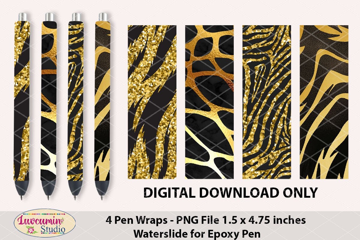 Pen wraps Metallic Gold design patterns template waterslide | Etsy