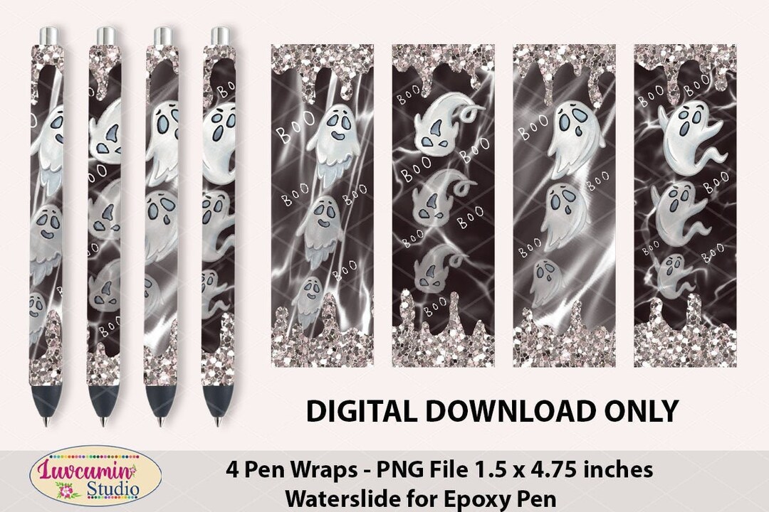 Pen Wraps Ghost Halloween, Boo Ghost Glitters Patterns, Waterslide ...