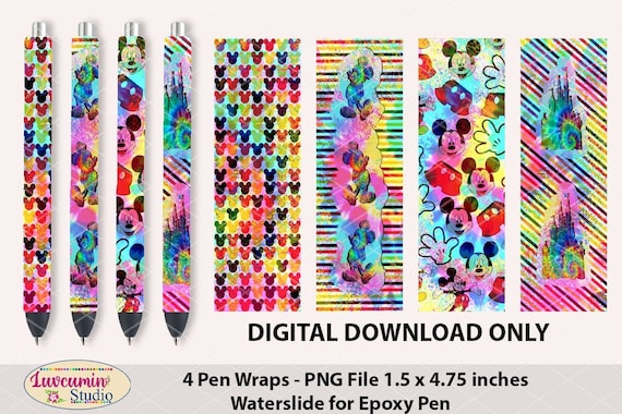 Pen Wrap Inspires Mickey Mouse Distress Rainbow Color Pattern | Etsy