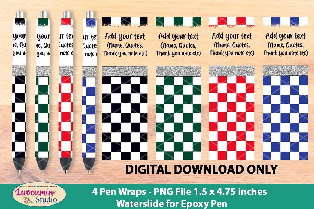 4 Clear Background Pen Wrap Add Text Buffalo Plaid Checkers - Etsy