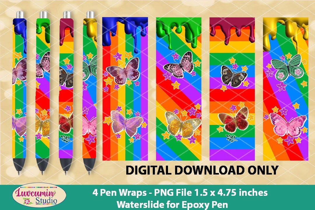 LGBTQ Pride Month Rainbow Flag Butterflies Pattern Design, Waterslide ...