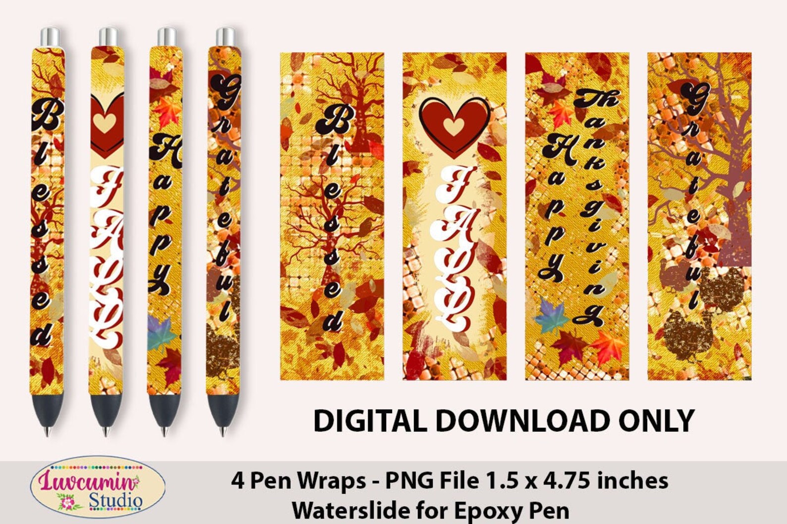 Pen Wrap Happy Thanksgiving Fall Autumn Design Patterns - Etsy