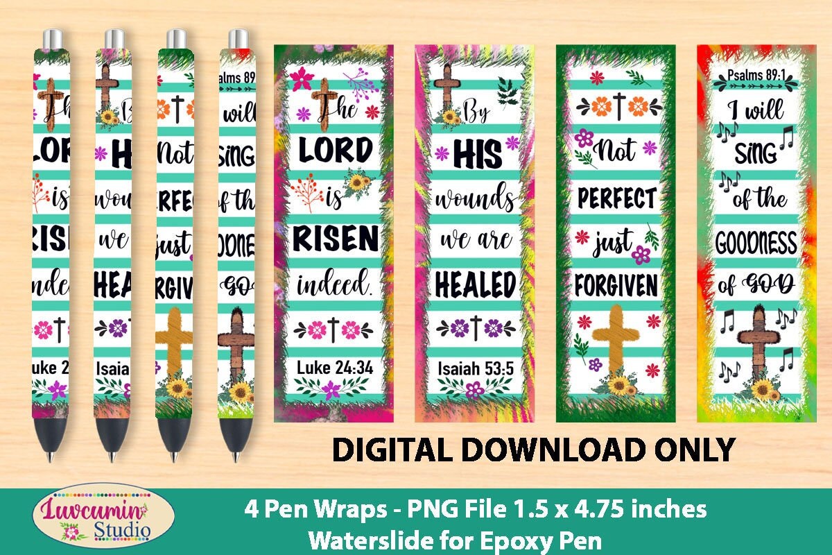 4 Digital Pen Wrap, Not Perfect Just Forgiven Lord is Risen Bible ...