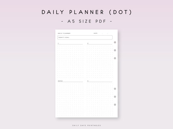 Undated Daily Planner A5 Printable Inserts Daily Planner - Etsy