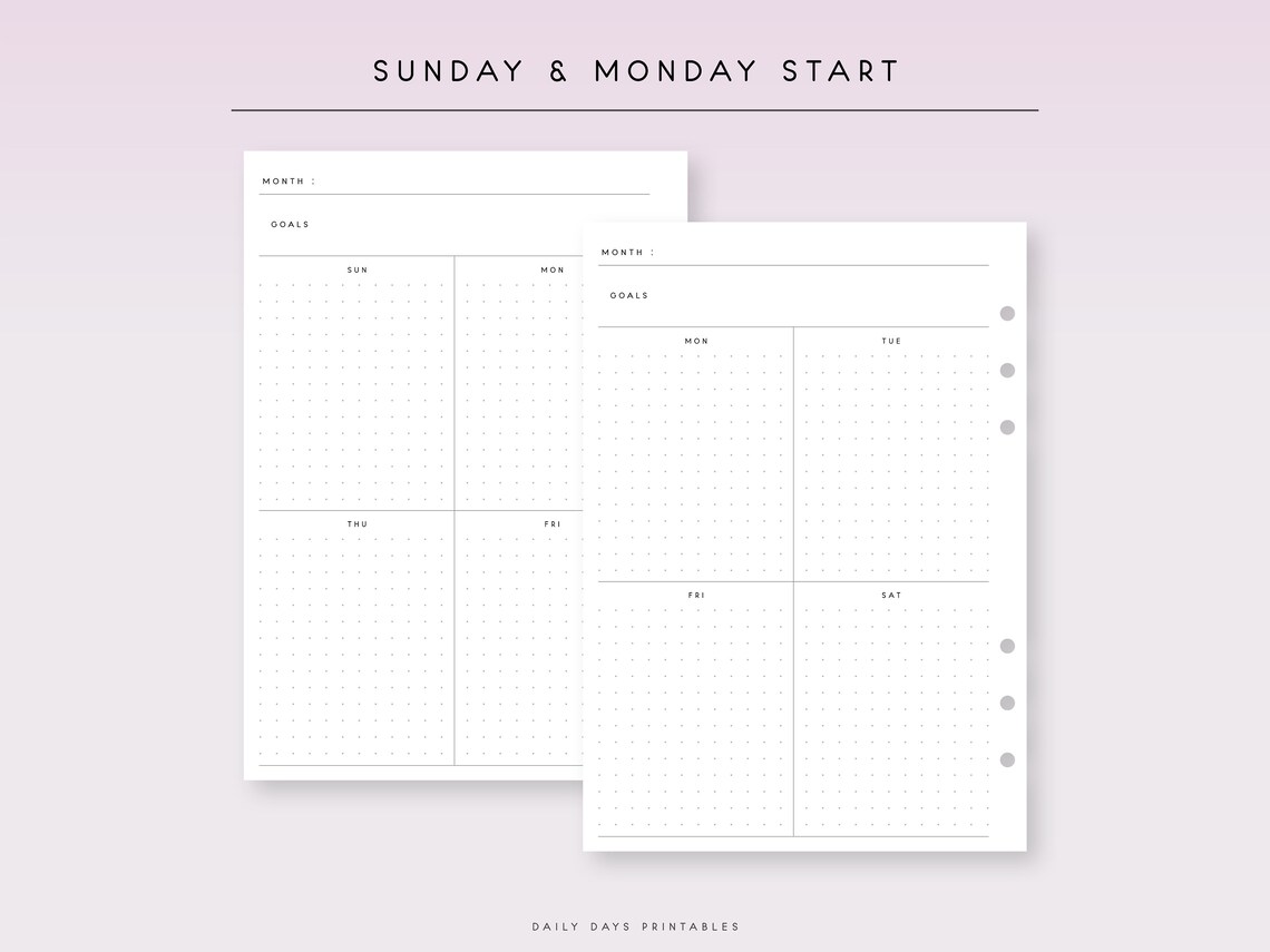Undated Weekly Planner A5 Printable Weekly Planner Inserts A5 Week on ...