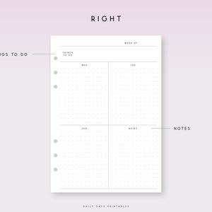 Undated Weekly Planner A5 Printable Weekly Planner Inserts A5 Week on ...