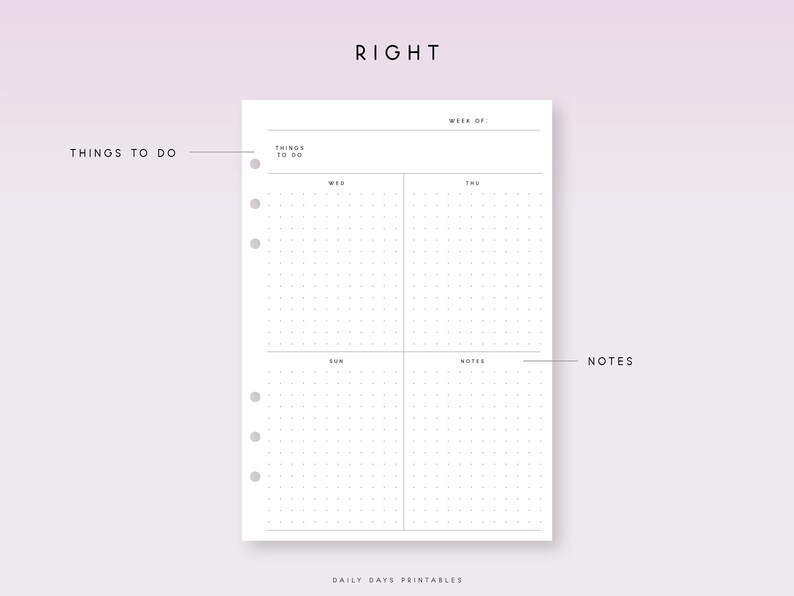 Undated Weekly Planner A5 Printable Weekly Planner Inserts A5 Week on ...