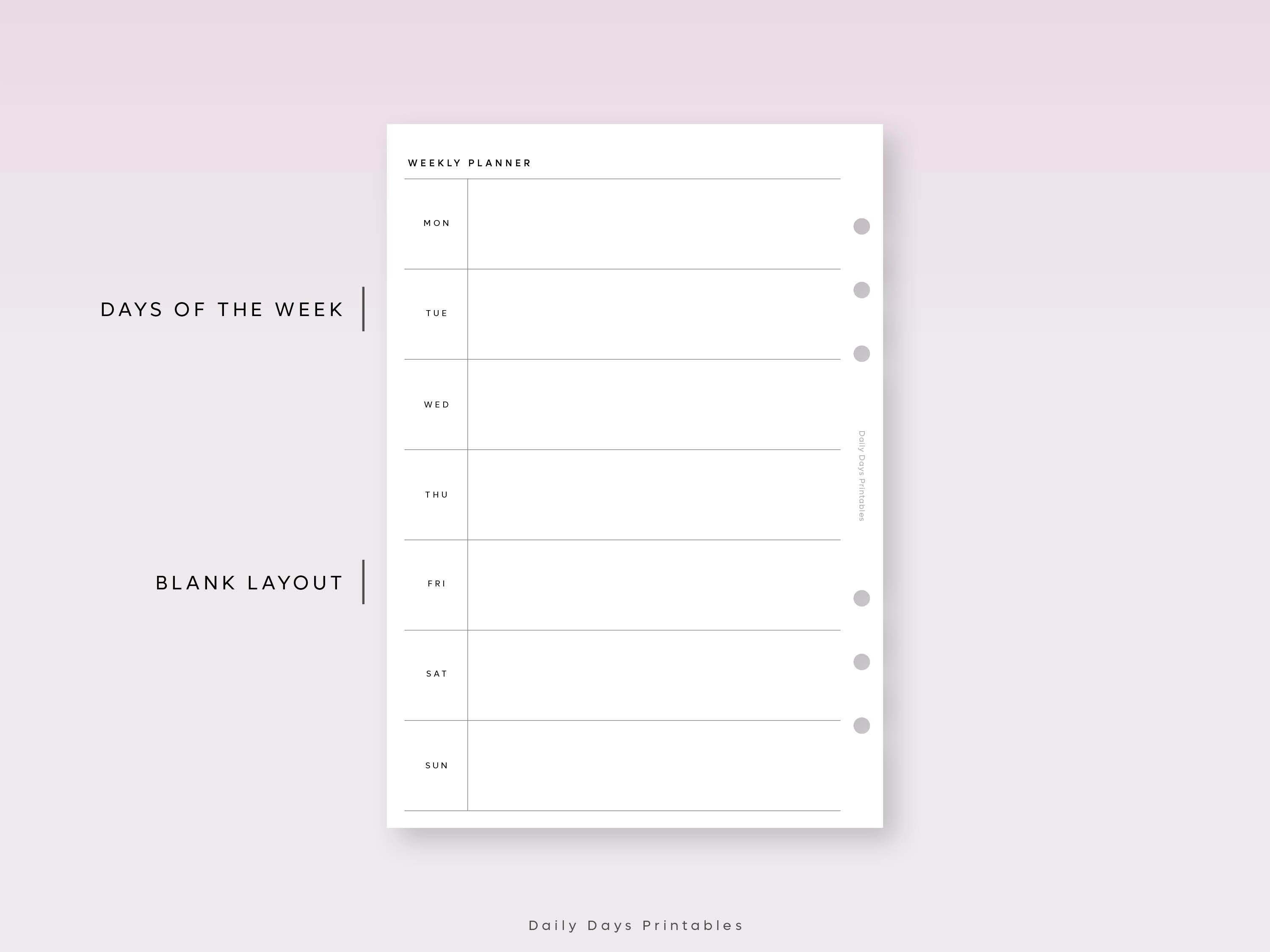 Undated Weekly Planner Printable A5 | Weekly Planner Inserts A5 | Week ...