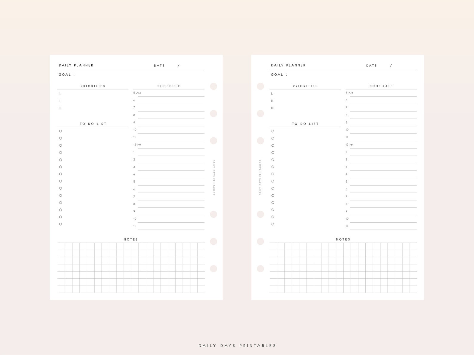 Daily Planner Personal Wide Printable Planner Inserts Personal Wide PDF ...