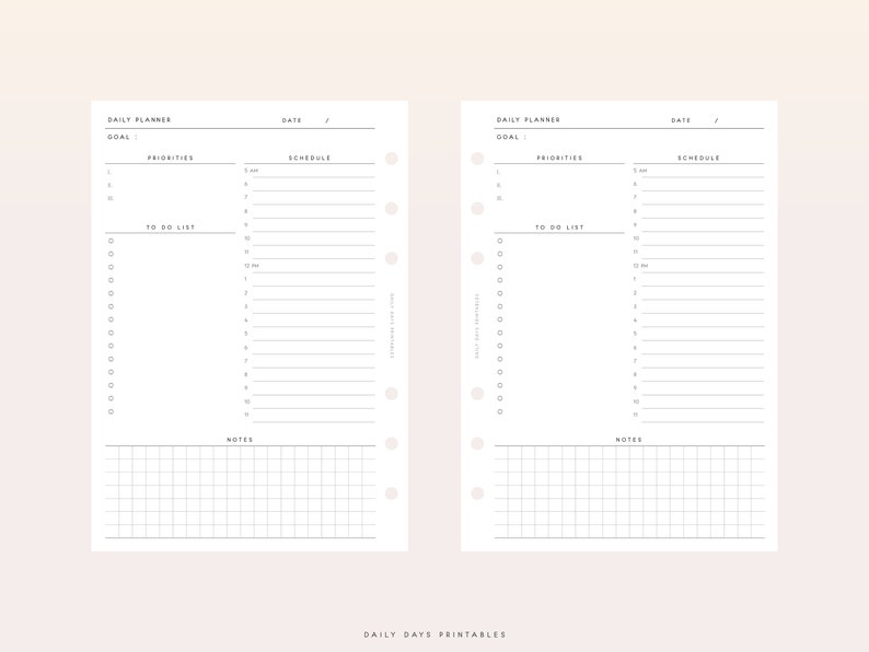 Daily Planner Personal Wide Printable Planner Inserts Personal Wide PDF ...