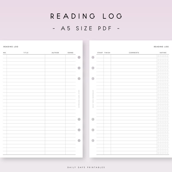 Reading Journal Printable A5 - Etsy