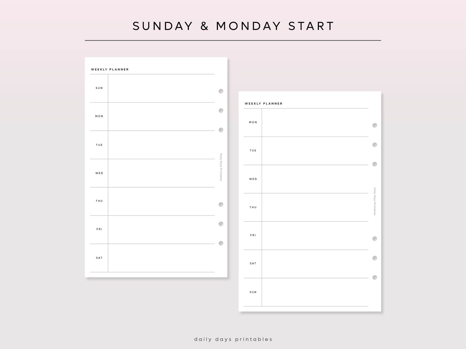 Printable Weekly Planner Half Letter Size | Weekly Planner Inserts Half ...