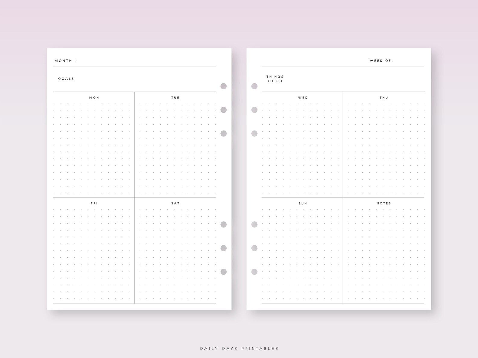 Undated Weekly Planner A5 Printable Weekly Planner Inserts A5 Week on ...