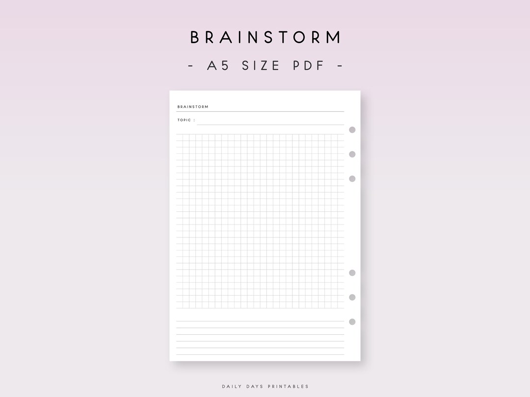 Brainstorming Template Printable A5 Size Brain Dump Journal Printable ...