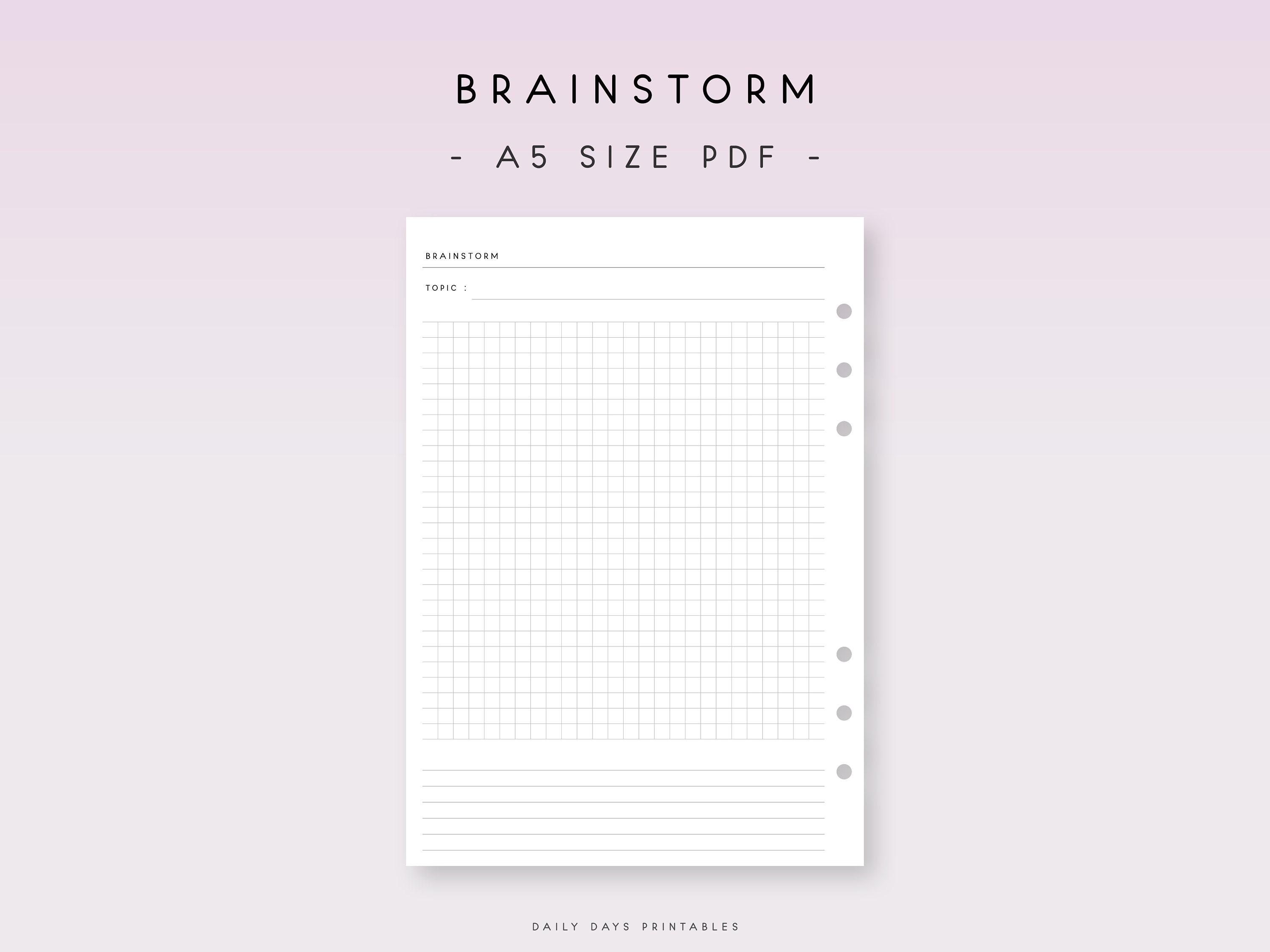 Brainstorming Template Printable A5 Size Brain Dump Journal Printable ...
