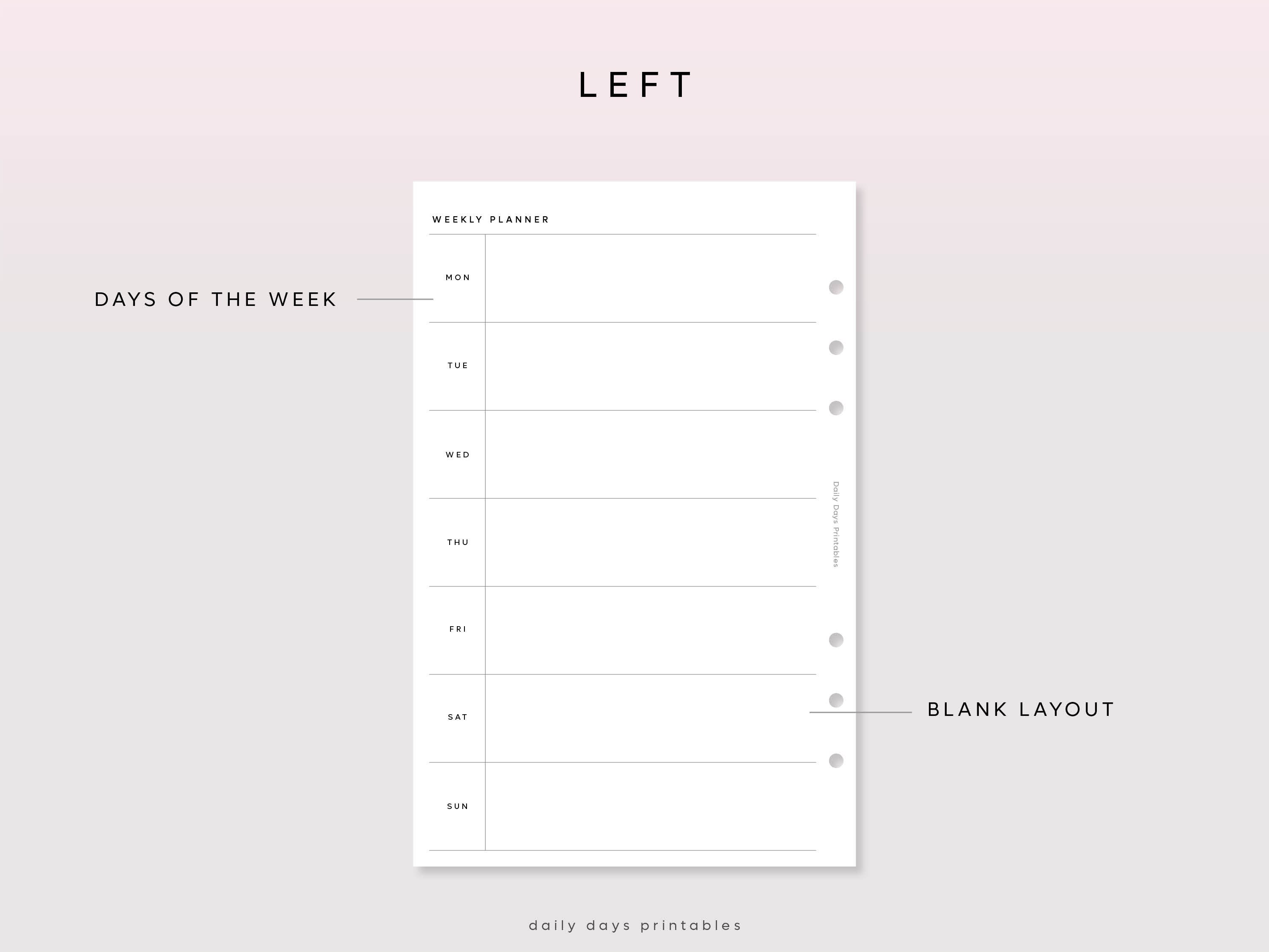 Printable Weekly Planner Half Letter Size | Weekly Planner Inserts Half ...