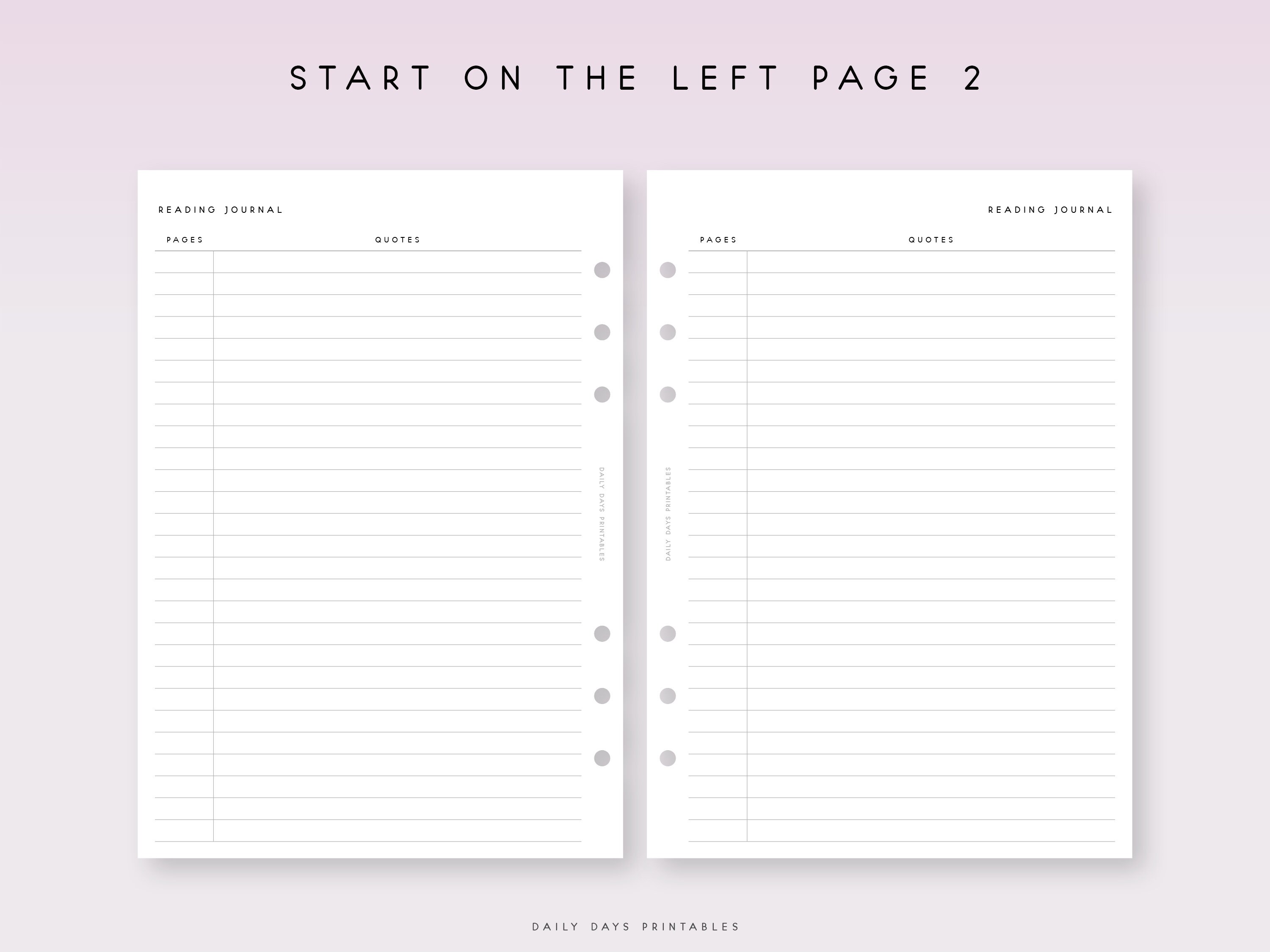 Printable Reading Journal Insert A5 Book Review Template A5 Book ...