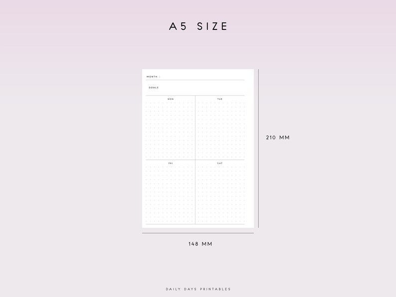 Undated Weekly Planner A5 Printable Weekly Planner Inserts A5 Week on ...