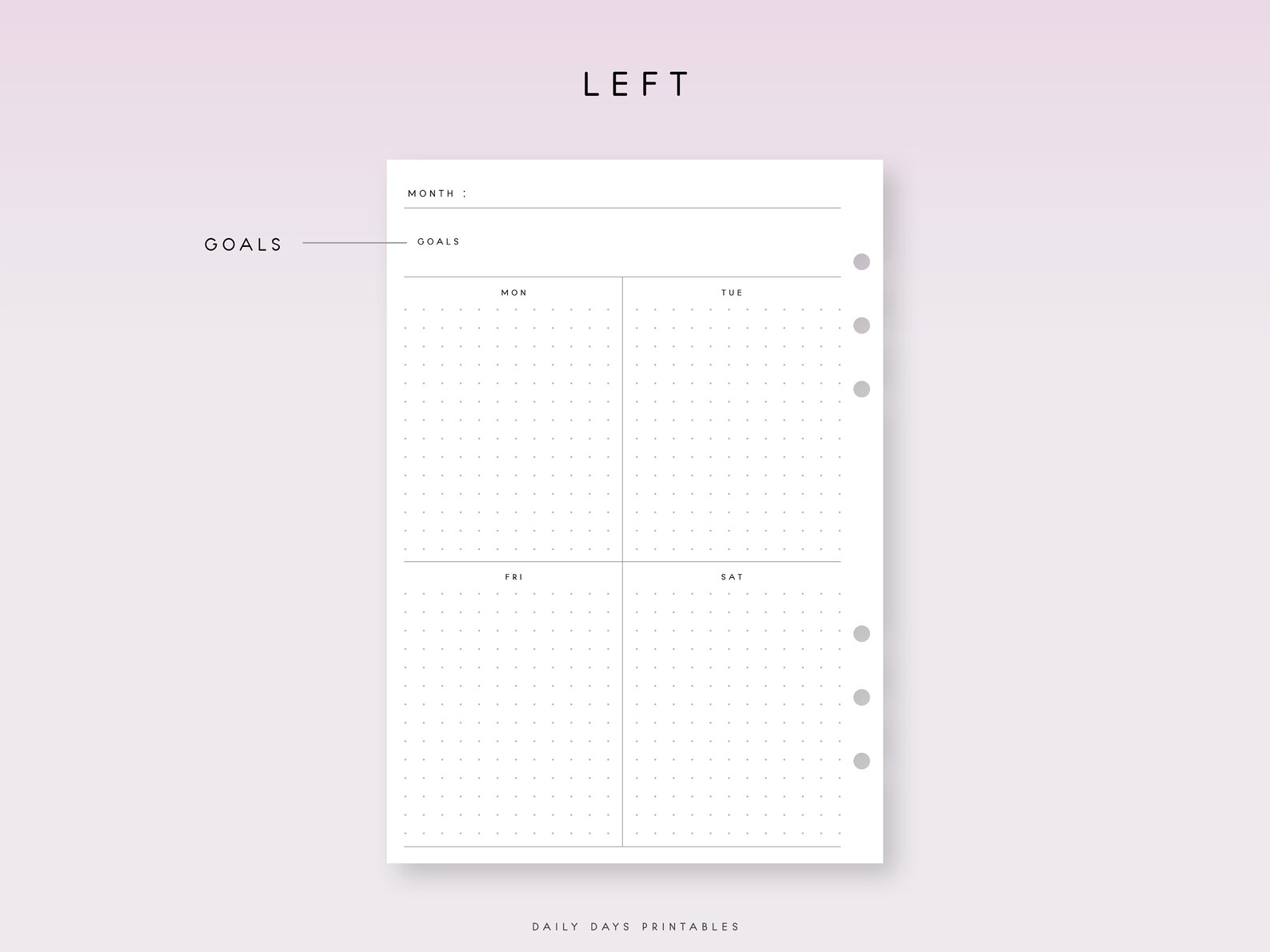 Undated Weekly Planner A5 Printable Weekly Planner Inserts A5 Week on ...