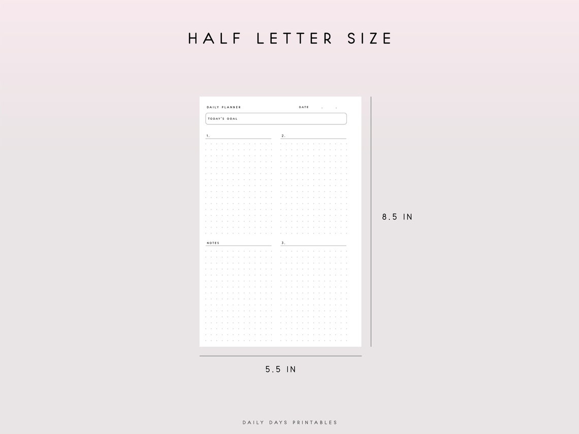 Daily Planner Printable Half Letter Days Scheduler Inserts PDF Daily ...