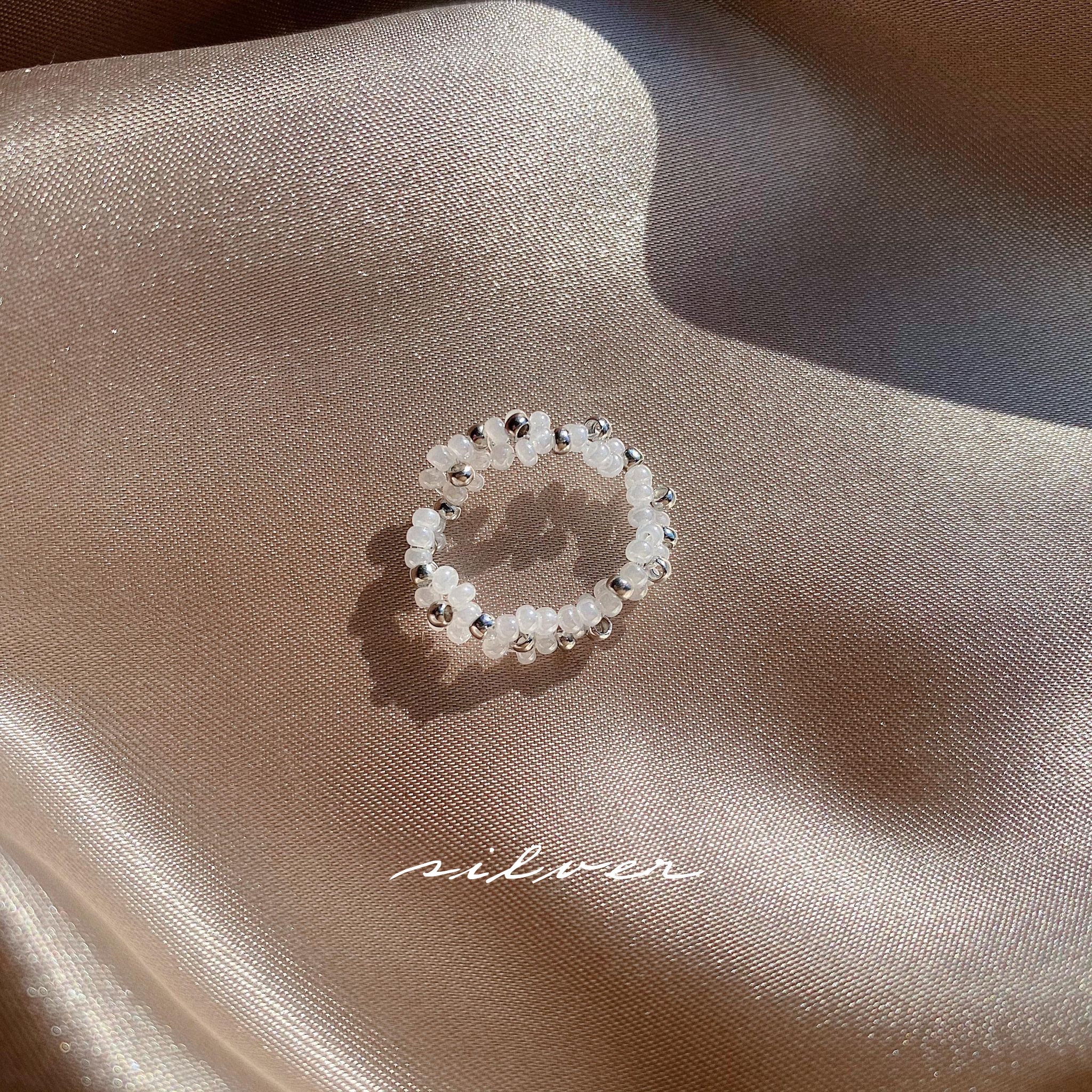 Dainty Flower Beaded Ring Daisy Ring Stackable Ring Elastic | Etsy